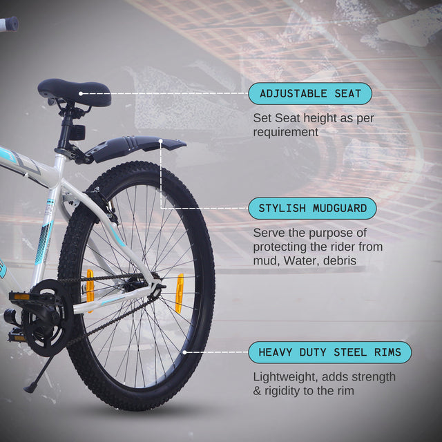 Old Skool Single-Speed Cycle/Bicycle | 26T Mountain Bike - White Color ...