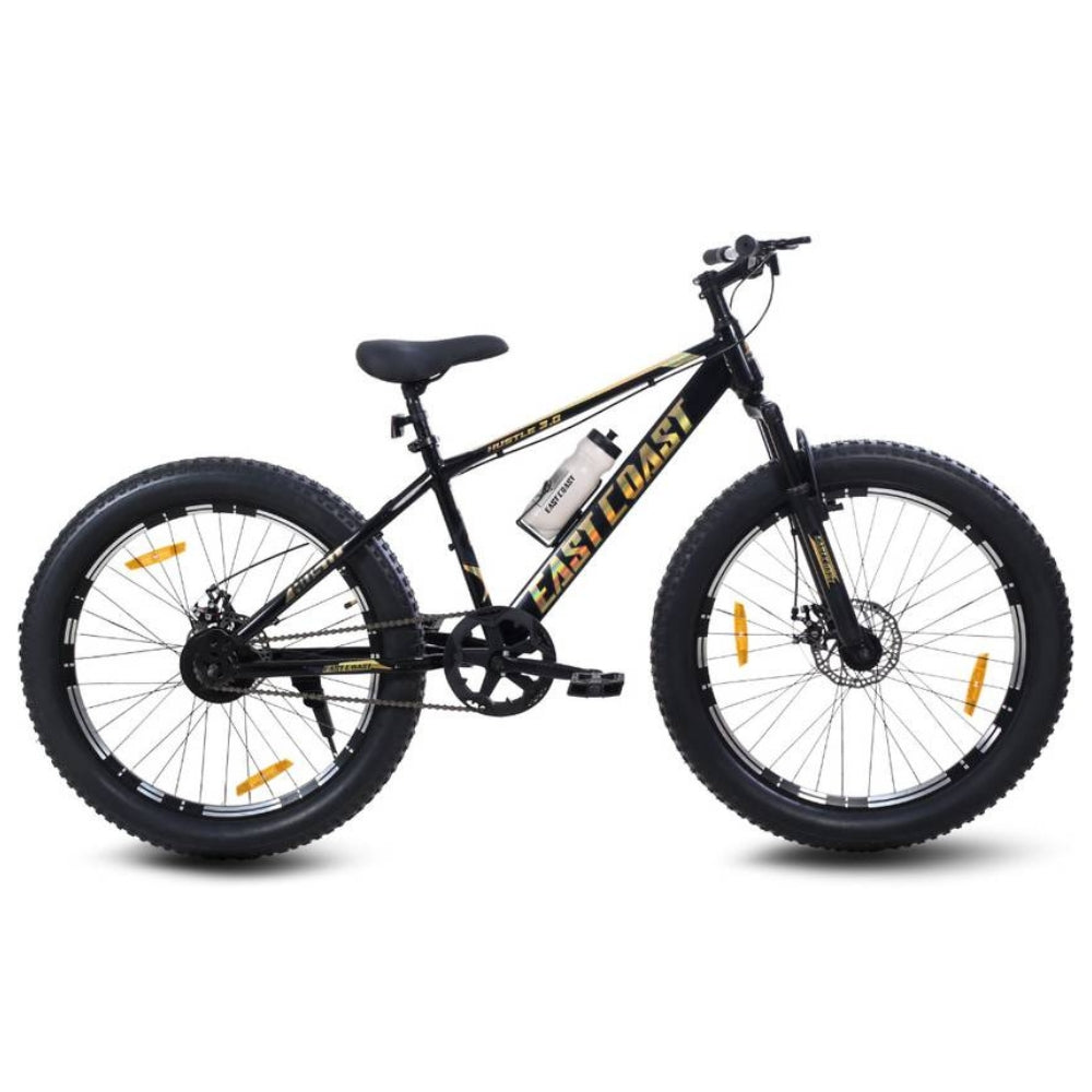 HUSTLE Gold Single Speed Fat Tyre 26T Mountain Bike/Cycle with Double ...
