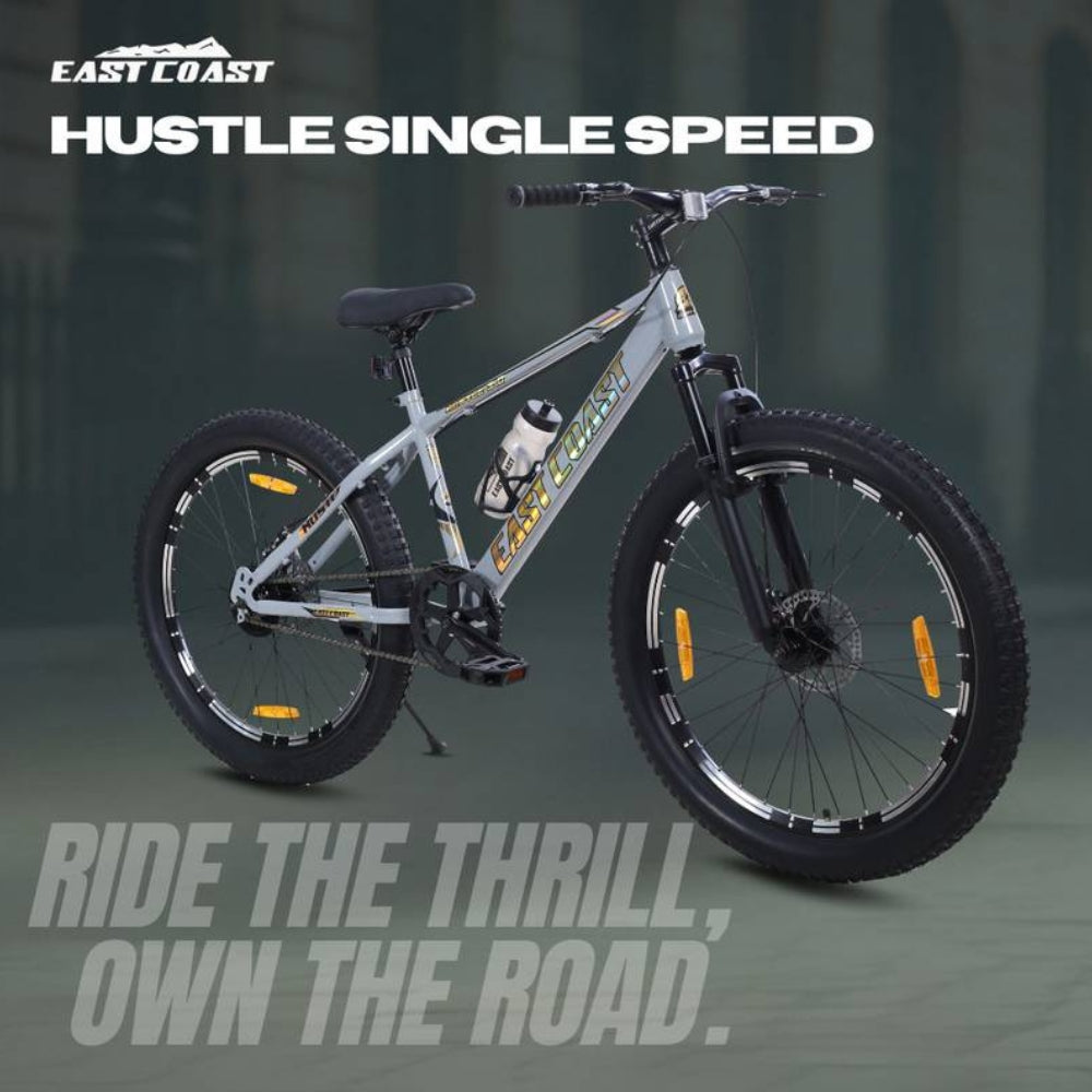 HUSTLE Gold Single Speed Fat Tyre 26T Mountain Bike/Cycle with Double ...